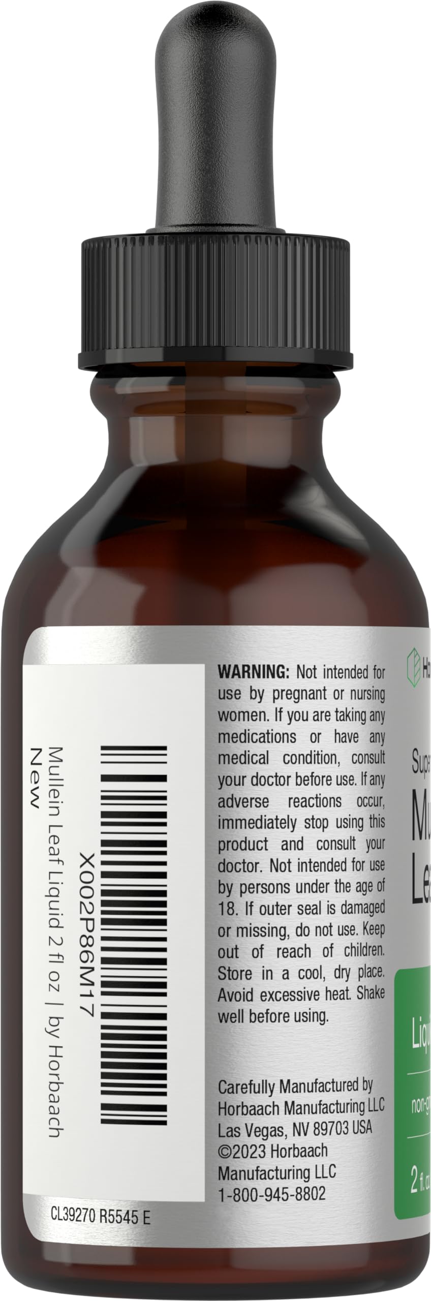 Horbäach Mullein Leaf Tincture Drops | 2 fl oz | Alcohol Free Liquid Extract | Vegetarian, Non-GMO & Gluten Free Herbal Supplement