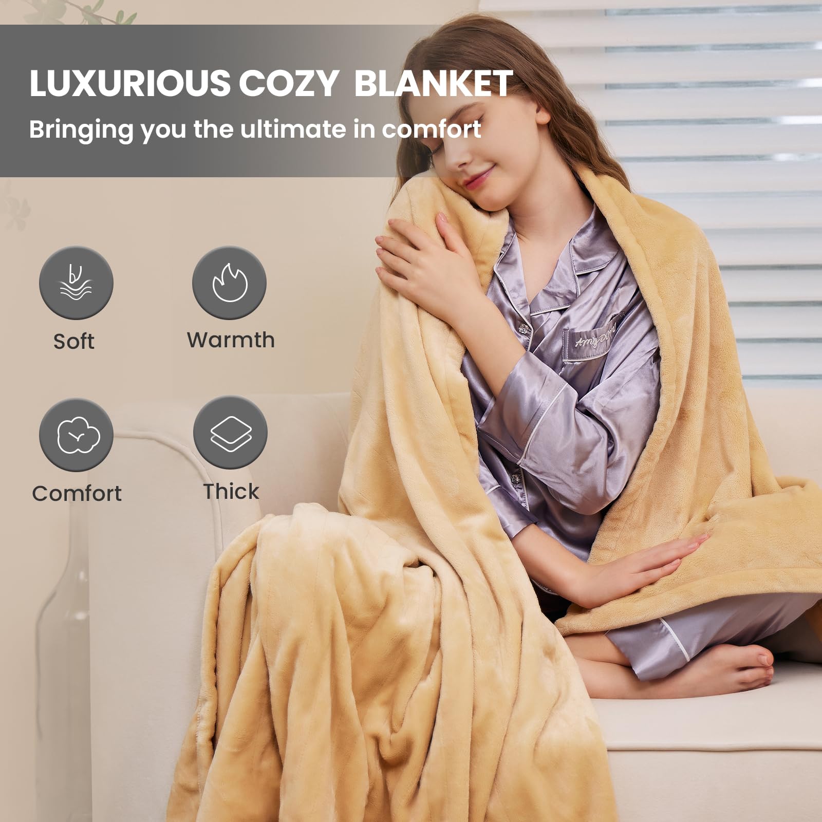 HYLEORY Heated Blanket Electric Throw Black 50" x 60" Flannel Fast Heating Blanket,6 Heat Settings 9 Hour Auto Shut Off,Home Office Use Machine Washable