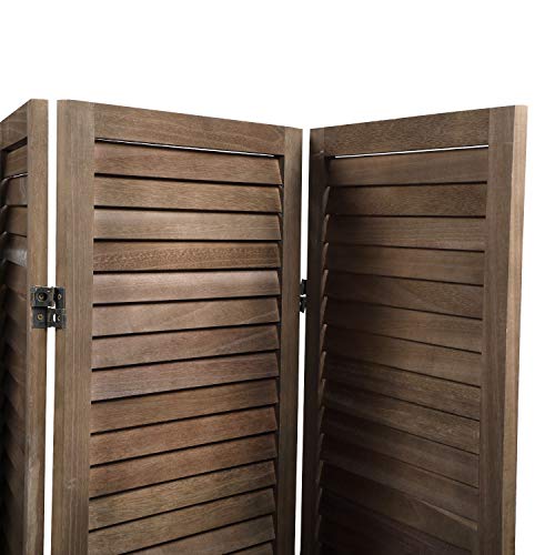 JAXPETY 8 Panel Wood Louvered Room Divider, 5.6 Ft Tall Oriental Folding Freestanding Privacy Screen Room Dividers for Home, Office, Bedroom (Brown)