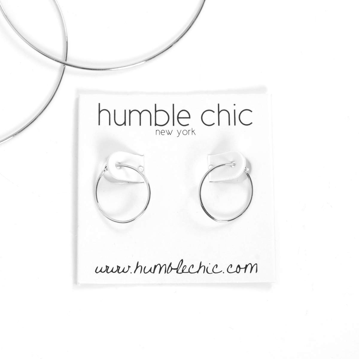 Humble Chic Small Hoop Earrings for Women - Hypoallergenic Lightweight Wire Threader Loop Drop Dangles, Safe for Sensitive Ears, 925 White - 0.5 inch