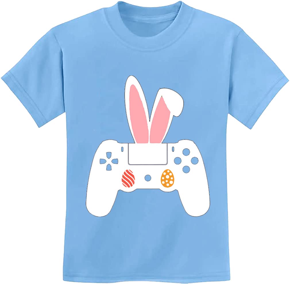 Toddler Boys Easter's Day T-Shirt Short Sleeve Bunny Gaming Controller T-Shirt Kids Boys Tops 5T
