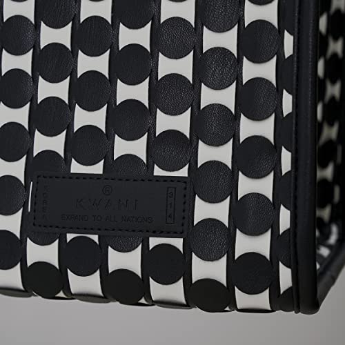 KWANI 0917 Handmade Weaving Tote Bag for Women Work bag Office Shoulder Bag (White Black)