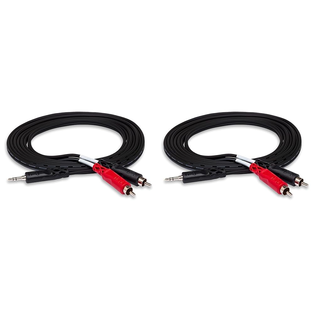 HOSA CMR-206 3.5 mm TRS to Dual RCA Stereo Breakout Cable, 6 Feet,Black (Pack of 2)