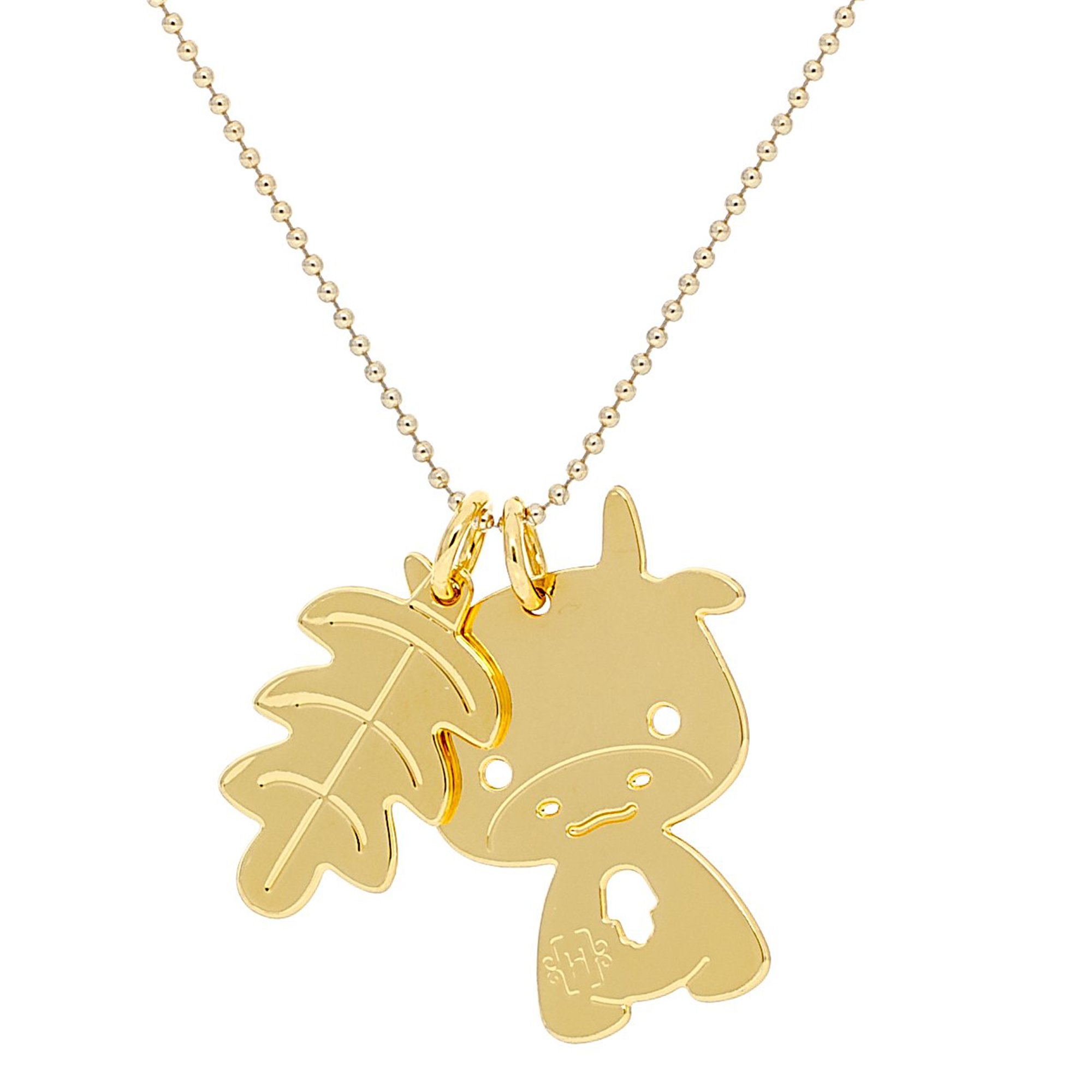 Hollamamma Cow Hamsa Hand 24 Karat Gold Pendant Necklace for Women (24")