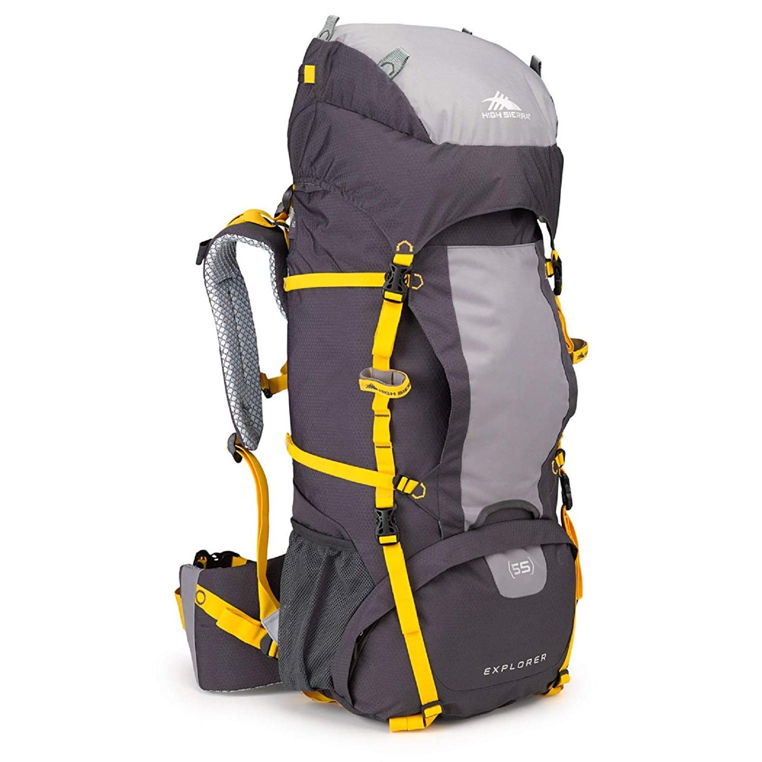 High Sierra Explorer Top Load Internal Frame Hiking Pack, Mercury/Ash/Yell-O, 55L / 30-Inch
