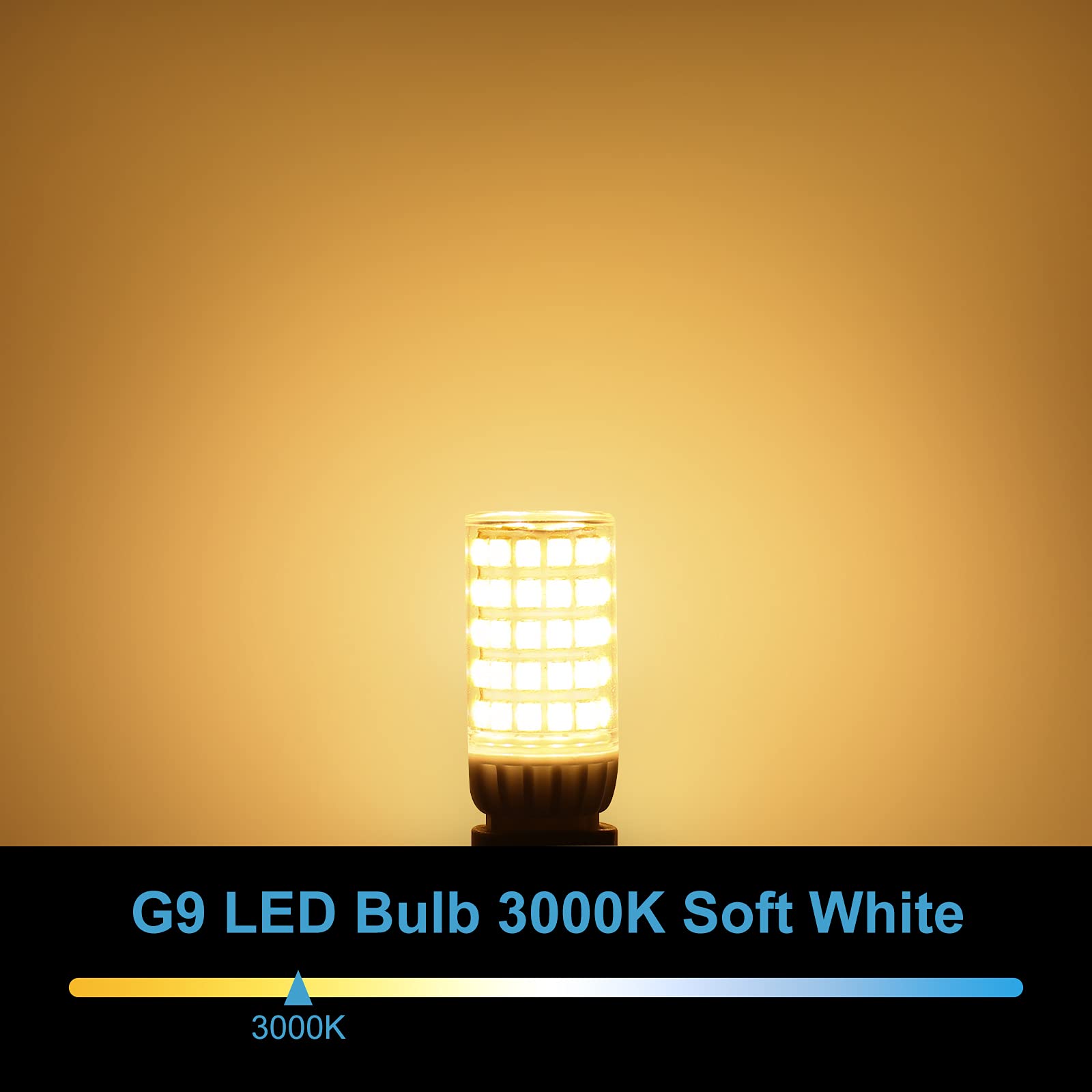 JandCase G9 LED Bulb Dimmable, G9 LED Light Bulbs, 6W (60W Halogen Equivalent), Soft White 3000K, 600LM, G9 Bi-pin Base, 360° Beam Angle, for Home Lighting, Ceiling Lamp, Chandelier, 2 Pack
