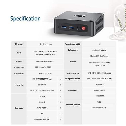 Kinhank Mini PC,Super Console X PC Lite Retro Game Console with 120000+ Games,Compatible with PSP/PS2/PS1/ARCADE/ATARI/SEGA/MAME,Win10 & Batocera 33 Game System in 1,4K Dual Output,2.4G+5G WiFi,BT