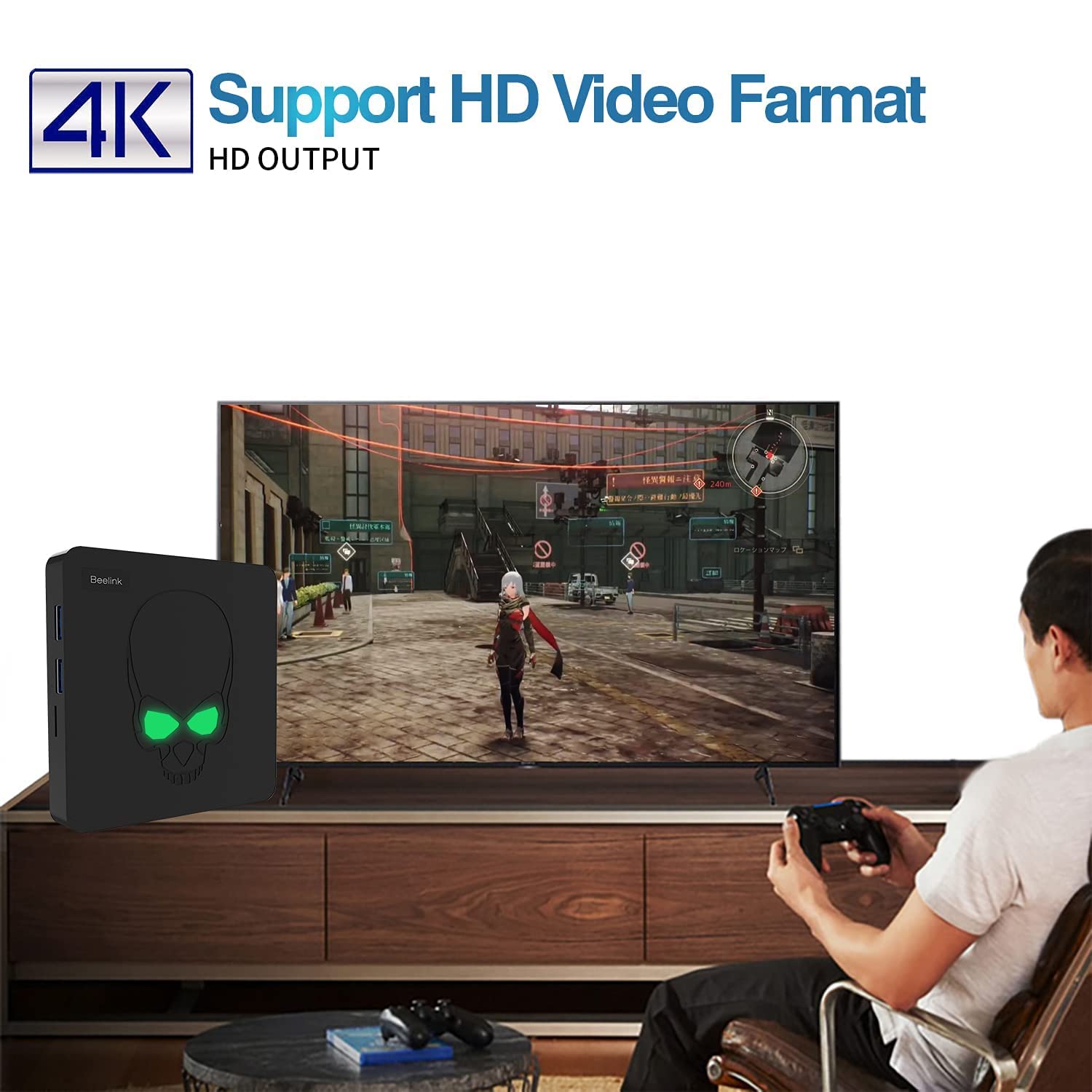 Kinhank Super Console X King Video Game Console Built-in 88000+ Games, Android 9.0&EmuELEC 4.5&CoreE System, 4K UHD Output, 2.4G/5G, Voice Remote Control, 2 Wireless Controllers (64G)