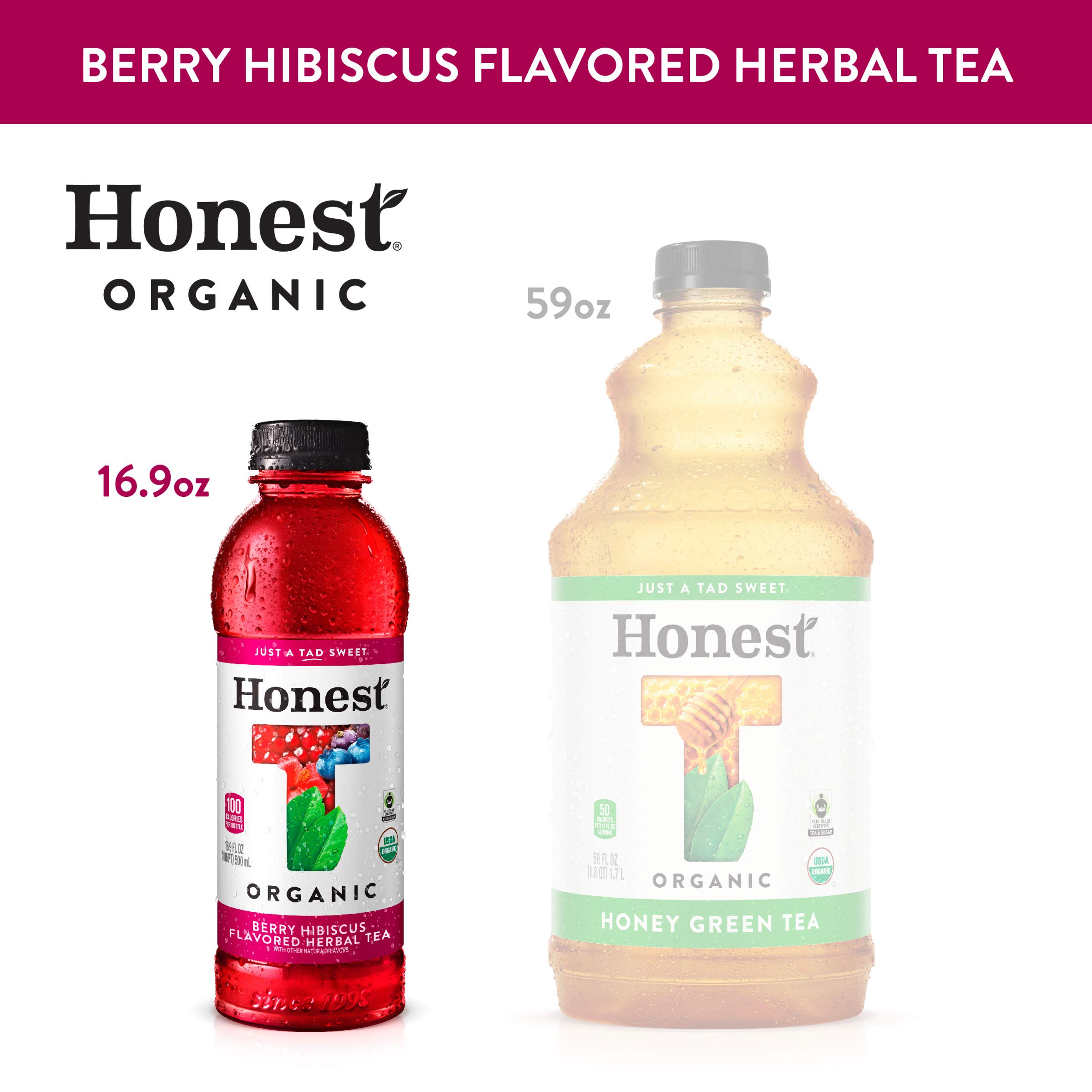 Honest tea Organic Fair Trade Berry Hibiscus Flavored Herbal Tea, 16.9 fl Oz (Pack of 12)