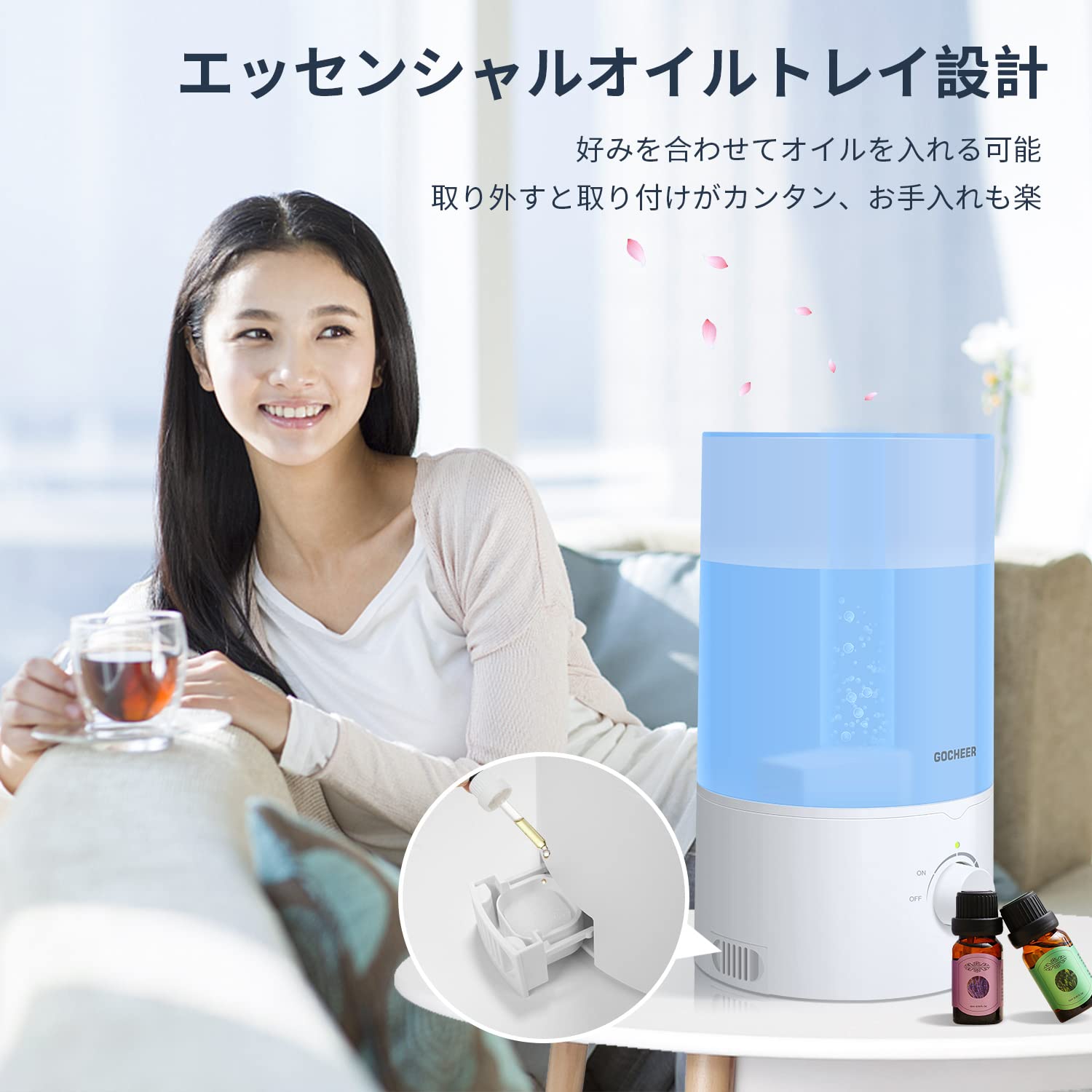 Humidifiers for Bedroom, Gocheer 3.5L Cool Mist Humidifier for Baby Room Home Ultrasonic Air Humidifier Essential Oil Diffuser Filter Free with Whisper Quiet Operation Adjustable Mist Output