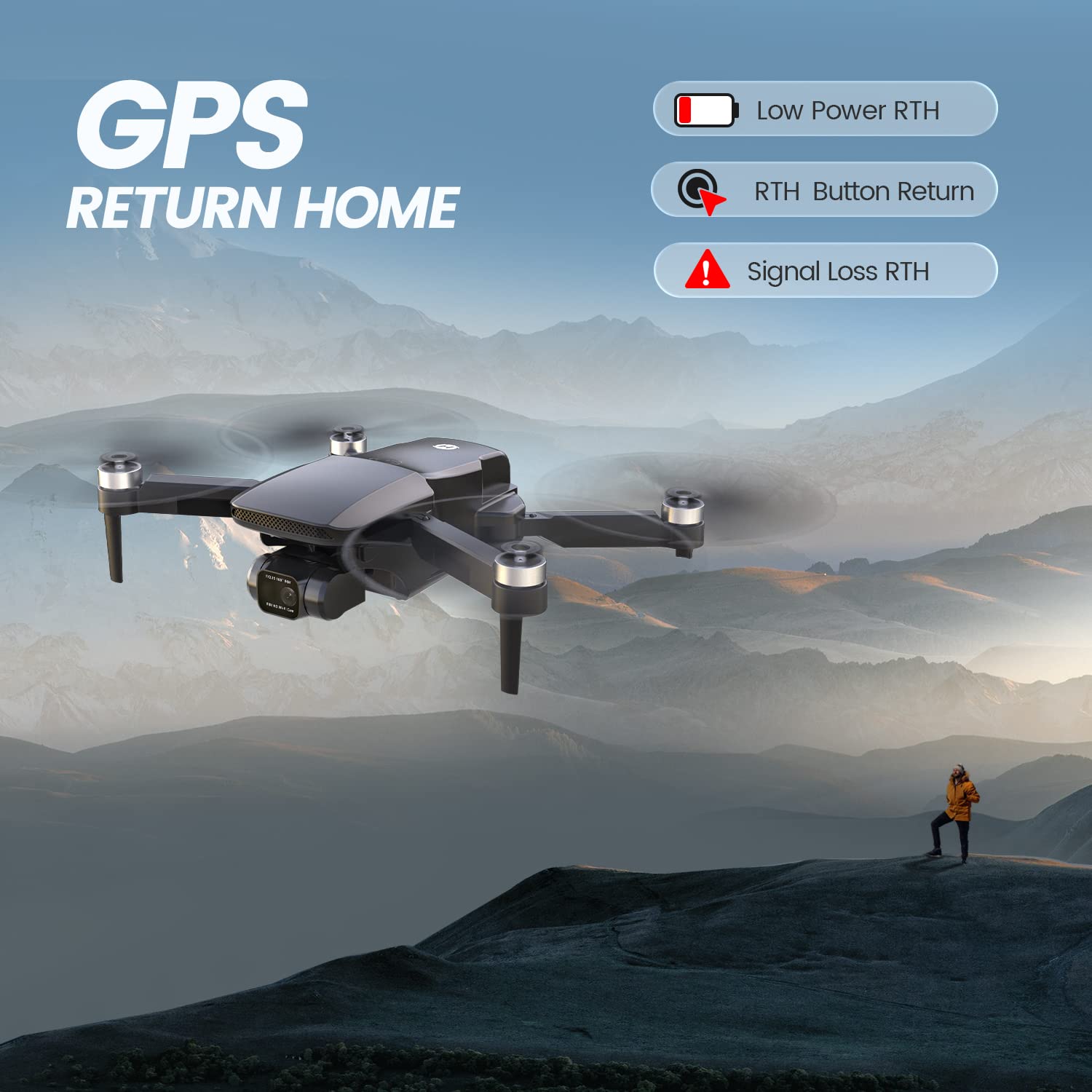 Holy Stone GPS Drone for Adults with Rock Steady Camera 4K Photo 2-axis Gimbal,HS360 FPV Quadcopter for Beginners,Brushless Motor,46Mins Flight Time,Long Range,5GHz Wifi,Follow Me,Auto Return Home