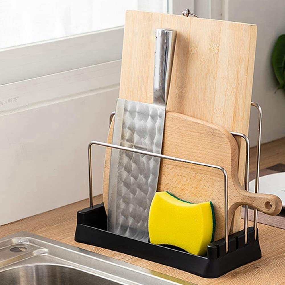 Jaquiain Cutting Boards Holder, Organizer Pantry Rack Bakeware Holder Chopping Board Organizer Kitchen Countertop Storage White
