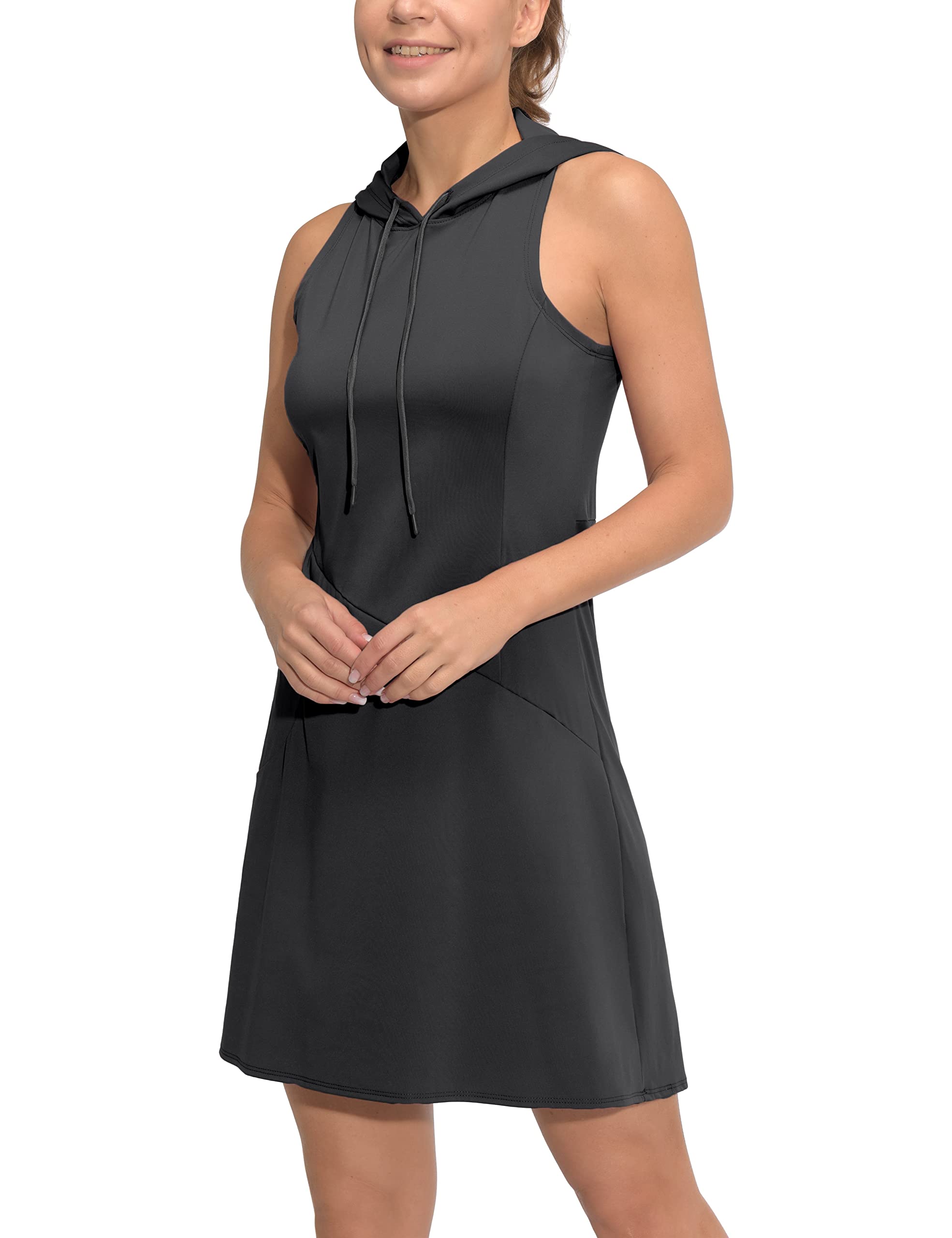 Little Donkey Andy Women's Quick Dry Tennis Golf Dresses, Moisture Wicking Elastic Sleeveless Dress with Pocket Grey M