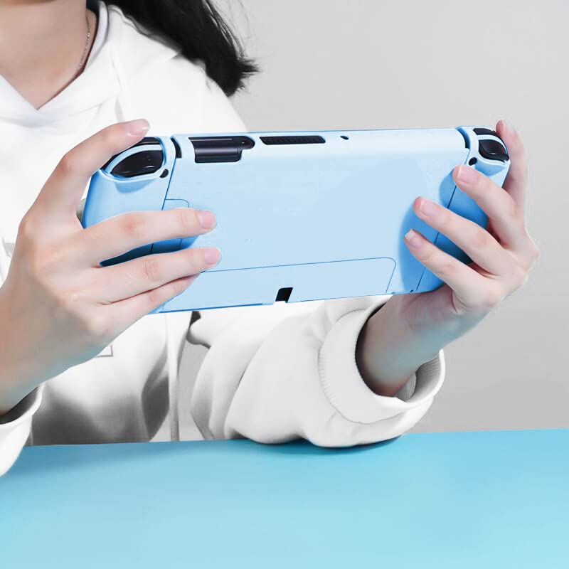 Jusy Soft Cover Skin for Nintendo Switch OLED Model (2021), Sweat-Proof Anti-Slip Dockable Rubber Case Compatible with Nintendo Switch Console (Blue-Gray)