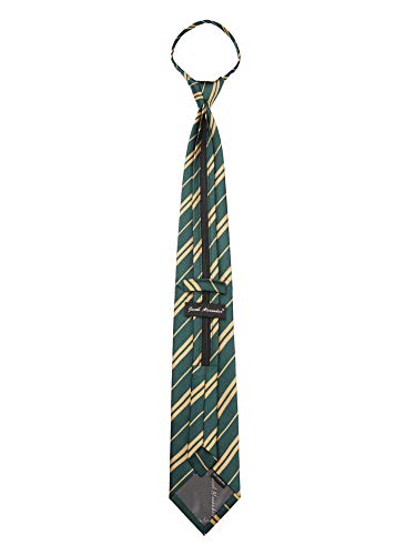 Jacob Alexander Woven Double Stripe Men's Zipper Neck Tie - Hunter Green Gold