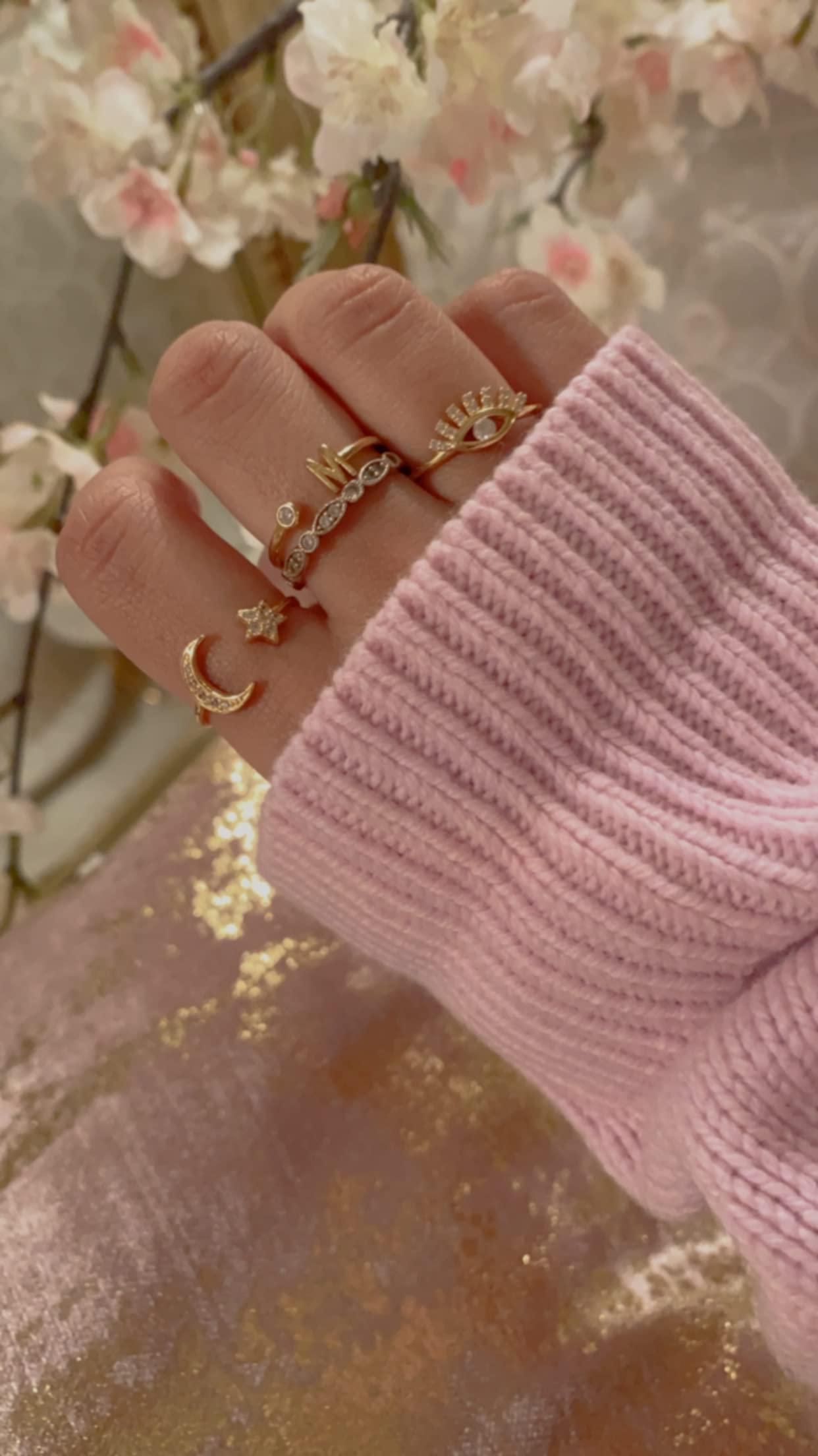 L & M Accessorize - 925 Sterling Silver 18K Gold Plated Eyelash Ring (6)