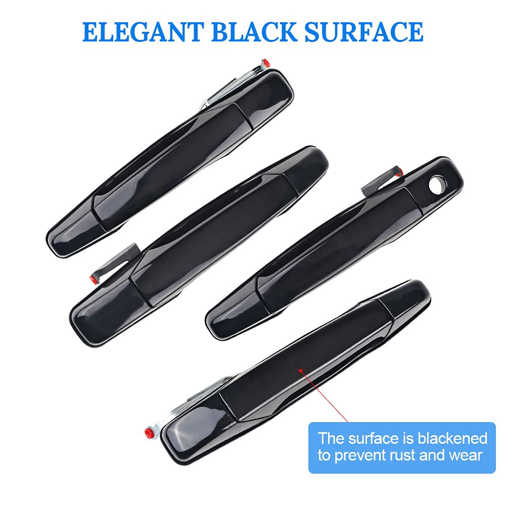 JDMON Compatible with Exterior Door Handle 4Pcs Front & Rear Driver & Passenger Side Chevy Silverado Tahoe Suburban GMC Sierra Yukon Cadillac Escalade Pickup SUV 2007-2013 Replaces 20828237, 20954796