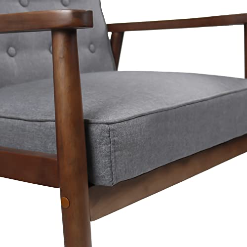 JIASTING Mid-Century Retro Modern Accent Chair Wooden Arm Upholstered Tufted Back Lounge Chairs Seat Size 24.4" 18.3" (Deep)