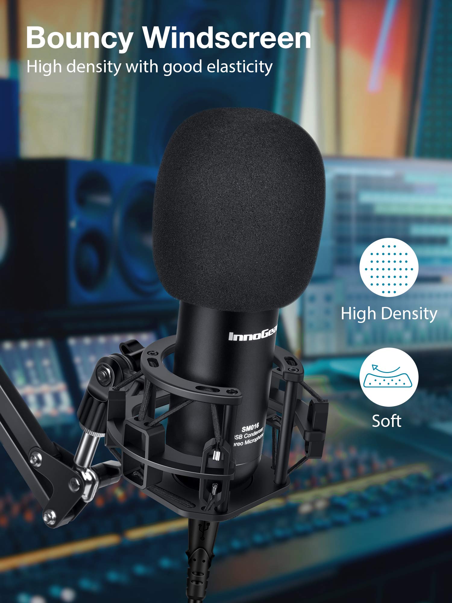 InnoGear USB Microphone, 192KHZ/24BIT Plug & Play PC Computer Professional Cardioid Mic with Mic Stand Shock Mount Pop Filter USB Cable for Studio Podcasting YouTube Gaming Streaming