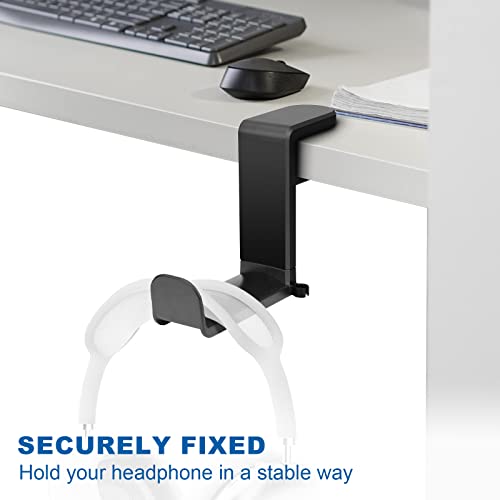 Tandoler for Headset Headphone Hook Holder Hanger Mount, Headphones Stand with Adjustable & Rotating Arm Clamp, Under Desk Design, Universal Fit,Built in Cable Clip Organizer,Black