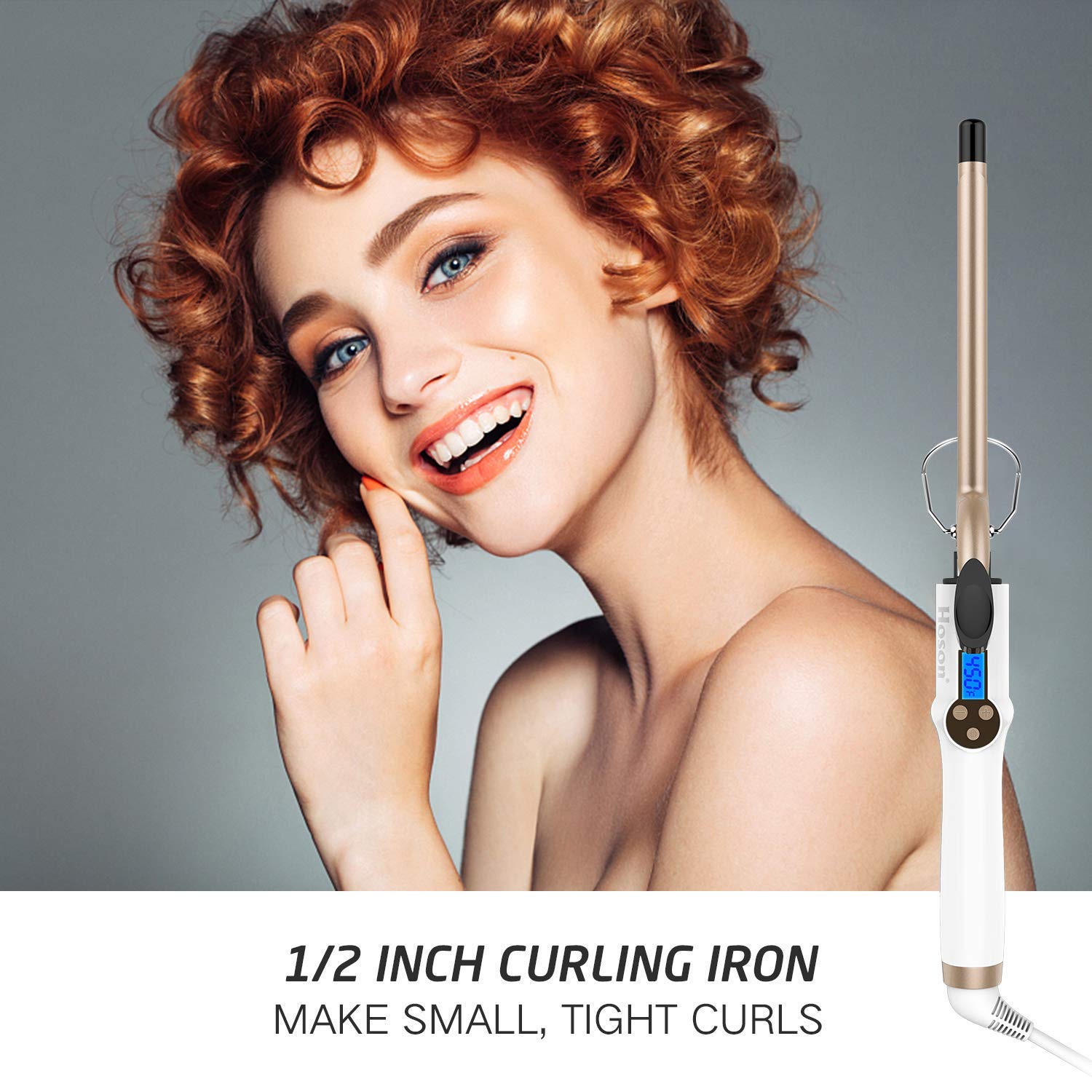Hoson 1/2 Inch Curling Iron Professional, Ceramic Tourmaline Curl Wand Barrel, Hair Curler Iron for Long & Short Hair
