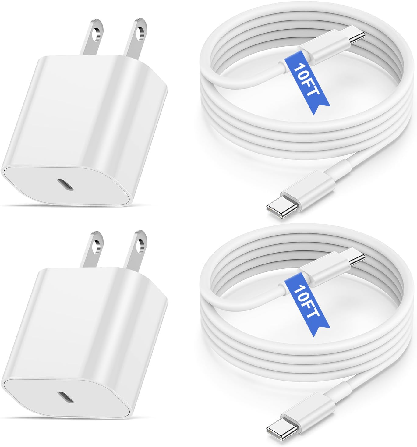 iPhone 15 Fast Charger,20W USB C Charging Block/10ft Type C to C Cable Cord Long,iPad Pro Wall Plug Power Adapter Cube Brick for Apple iPhone 15 Plus/15 Pro Max/12.9/11 inch/Air/Mini/4th/6 Generation