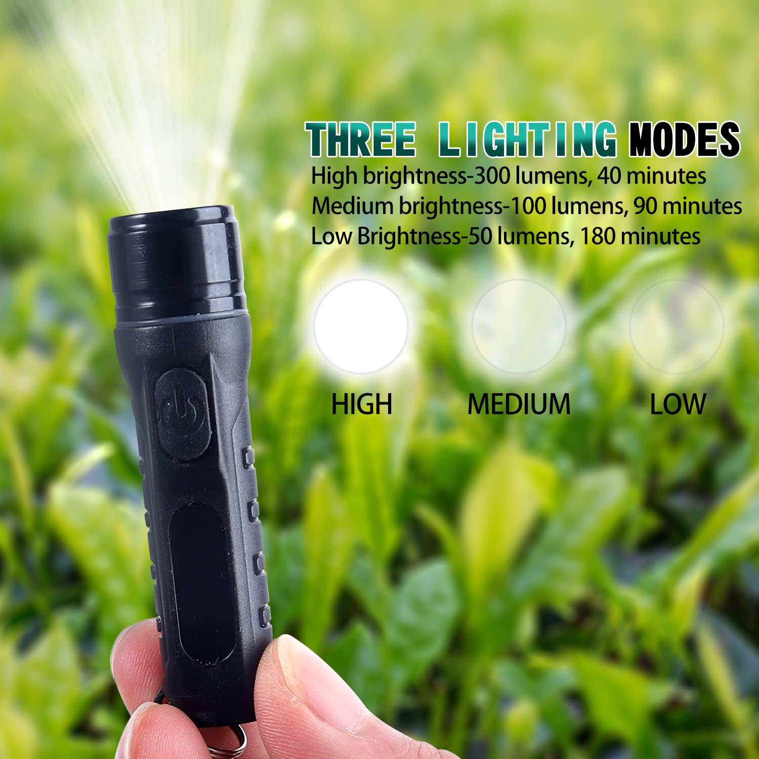 KunHe 4 Pack EDC Mini Small Pocket Keychain Flashlight USB Rechargeable 300 High Lumens Bright Powerful Bulk LED Flashlights