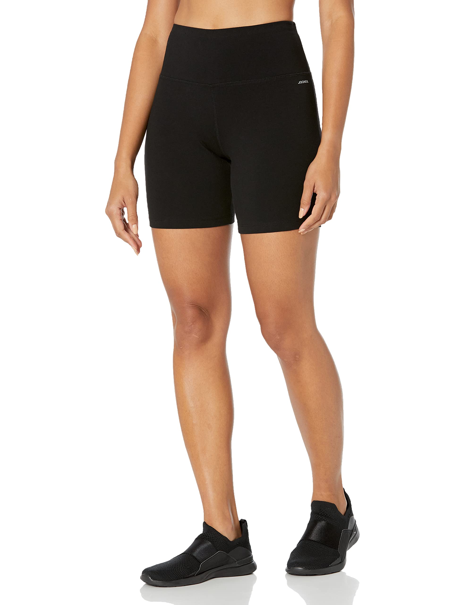 Jockey Womens High Waist 6'' Bike Casual Shorts, Deep Black, Medium US