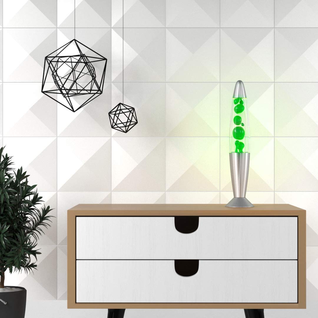 Irvy Motion Lamp - Beautiful Liquid Entertaining Tabletop Lamp for Adults and Kids - 13.5 Inches White Clear Liquid with Silver Base Decorative Lights, Gift for Christmas and Birthday (Green)