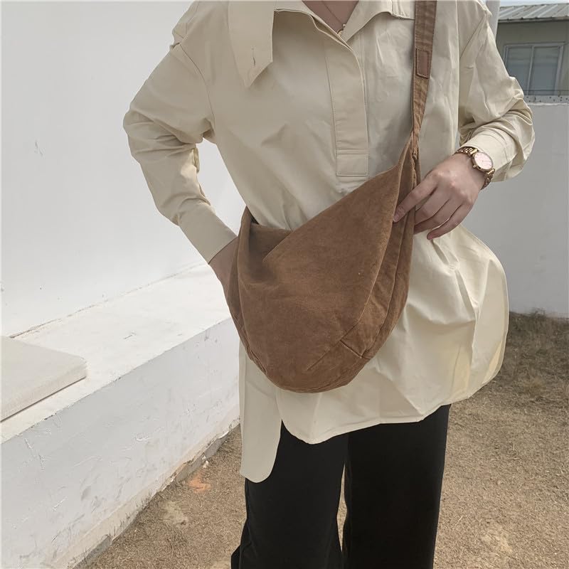 Jeelow Heavy Duty Canvas Tote Shoulder Bag Purse Handbag For Women With Pockets For Men Women (Medium Brown)