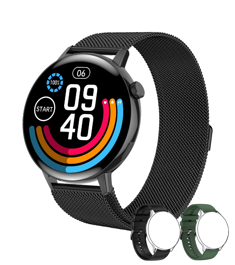 HOK Smart Watch 2023 Bluetooth Call & Text Receive/Dial Smartwatch for Android & iOS Phone with 1.32’ HD Screen Fitness Tracker with Heart Rate Sleep Monitor Pedometer Waterproof for Women Men(Black)