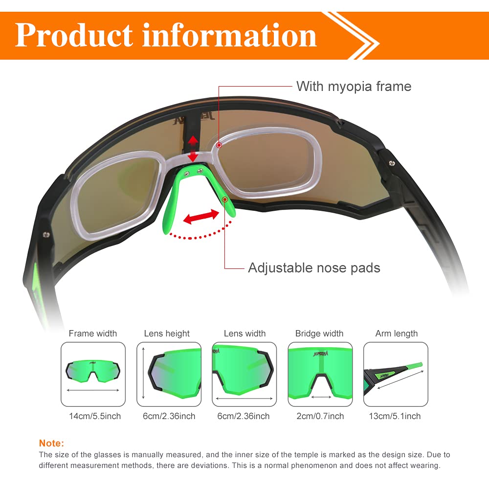 JEPOZRA Polarized Cycling Glasses with 3 Interchangeable Lenses Riding Glasses Ski Glasses Baseball Running Sports Sunglasses
