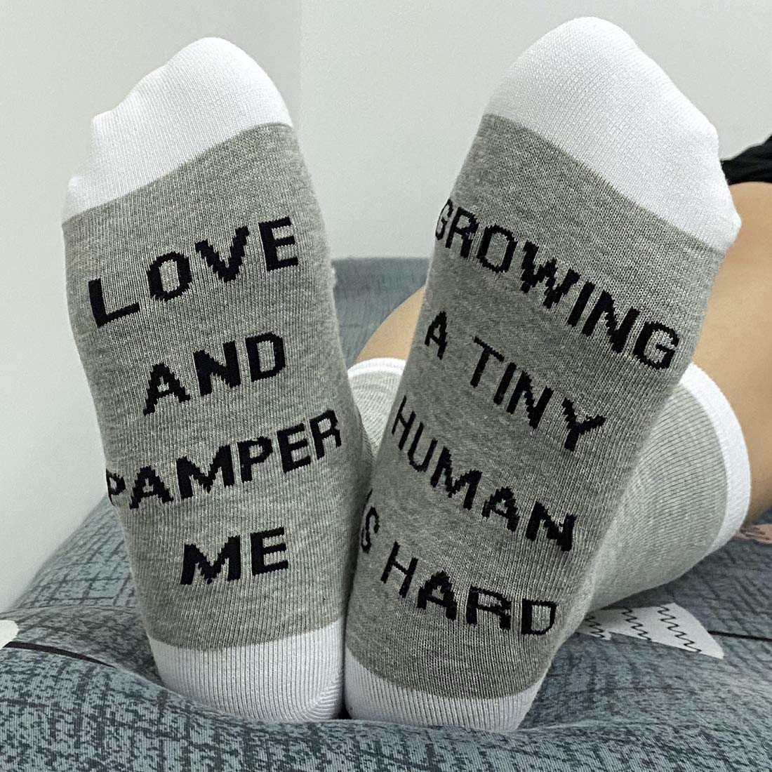 JXGZSO 2 Pairs New Mom Socks Growing a Tiny Human Socks (Love And Pamper)