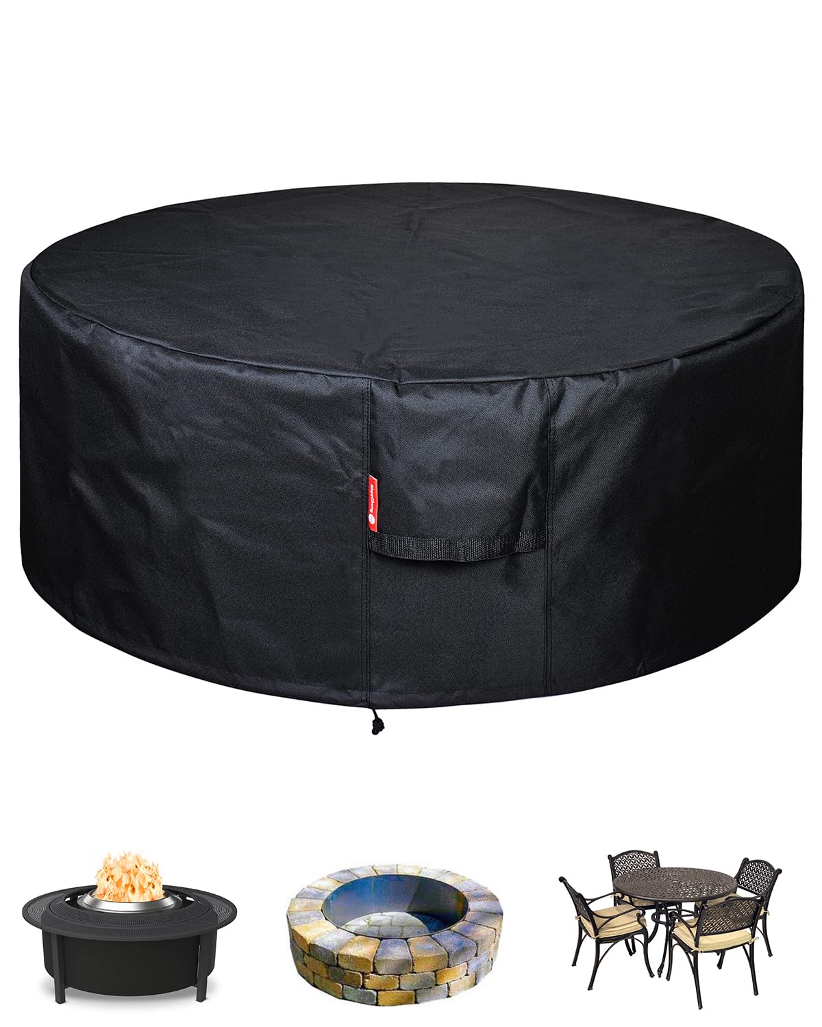 SheeChung Fire Pit Cover Round 60"Dx24"H,Waterproof Heavy Duty 600D Polyester Fire Pit Cover,Large Shelter for Outdoor Patio Fireplace Table Chair,Patio Furniture Covers