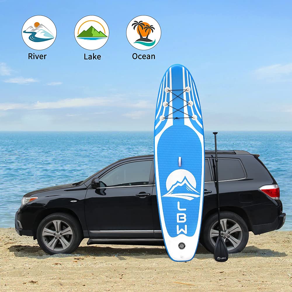 LBW Inflatable Stand Up Paddle Boards with Premium SUP Paddle Board Accessories, Wide Non-Slip Deck, Waterproof Backpack, Classic Inflatable Paddle Board for Men & Women