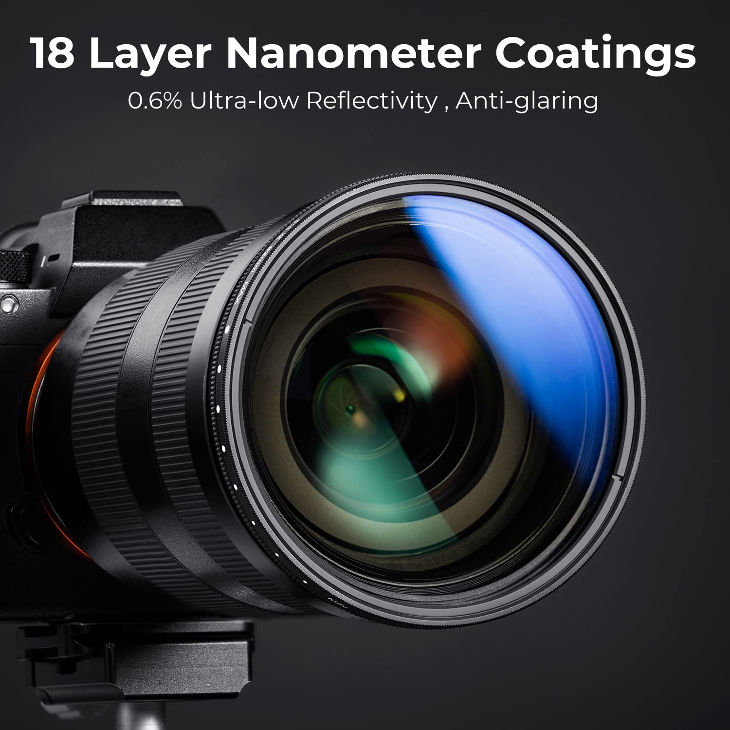 K&F Concept 82mm Variable ND Lens Filter & Filter Cap Kit (2 Pcs) Adjustable Neutral Density ND2-ND400 with 18 Multi-Layer Coatings Lens Filter with VND Filter Cap