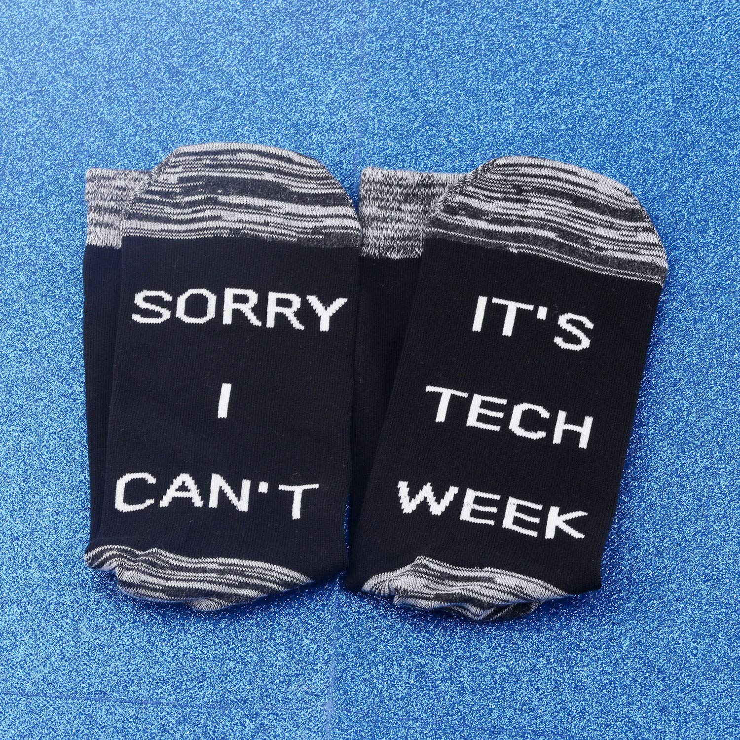 JXGZSO 2 Pairs Theatre Socks Tech Week Socks Tech Week Gifts Funny Socks Sorry I Can’t It’s Tech Week Socks (Tech Week)