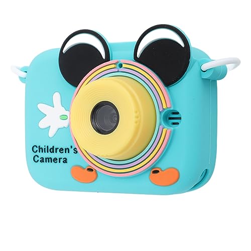 Kids Camera, Cute Cartoon Look HD Digital Video Camera with Silicone Protector, Front Rear Lens, Mini Digital Toddler Camera Toys Christmas Birthday Gifts for Boys and Girls (Blue)