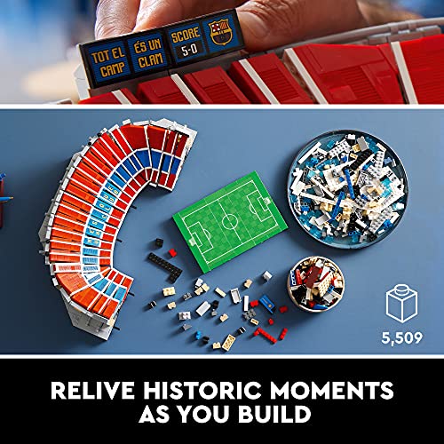 LEGO Icons Camp NOU – FC Barcelona Soccer Stadium 10284 Model Building Kit, Large Construction Set for Adults, Gift Idea