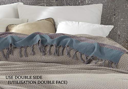 Wellstil Nerthus Turkish Cotton Blanket King Size, Lightweight Blanket for All Season, Beige Throw Blanket for Couch Sofa, Turkish Blanket King Size Bedspread Soft and Breathable 79 x 98 inches