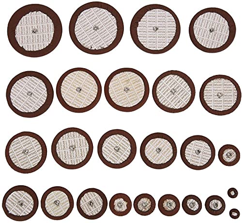 Jiayouy 25 Pieces Leather Pads Alto Sax Pads Replacement Set Saxophone Repair Parts Brown 9mm to 48mm