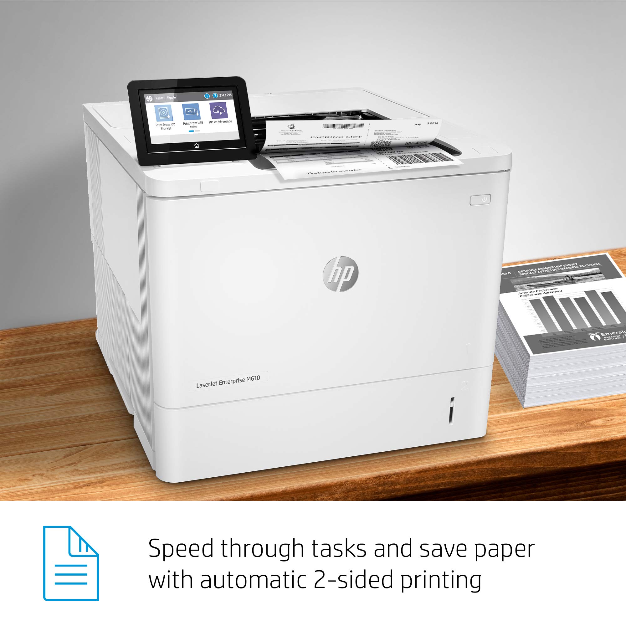 HP Laserjet Enterprise M610dn Monochrome Duplex Printer (7PS82A) (Renewed)