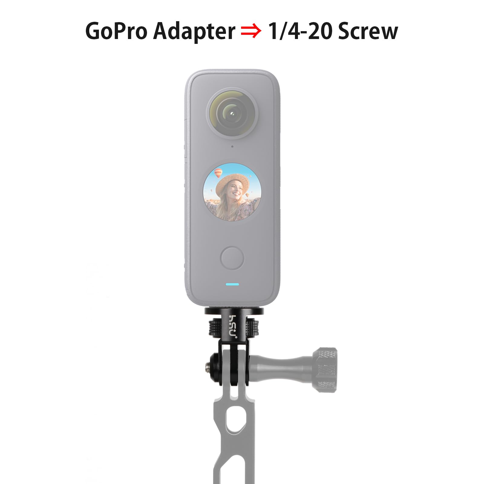 HSU Aluminum Camera Tripod Mount Adapter, 1/4" 20 Camera Mount for GoPro Hero 12/11/10/9/8/7 Insta360 X3/X2/X/RS/R and Other Cameras (Black)