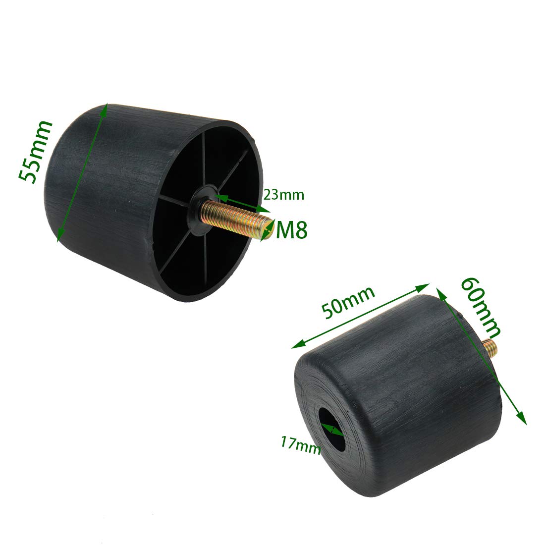 LC LICTOP Plastic Round Tapered Sofa Legs M8 Thread Replacement Furniture Sofa Legs with Mounting Plates Screws Set of 4 (65x55x50mm)