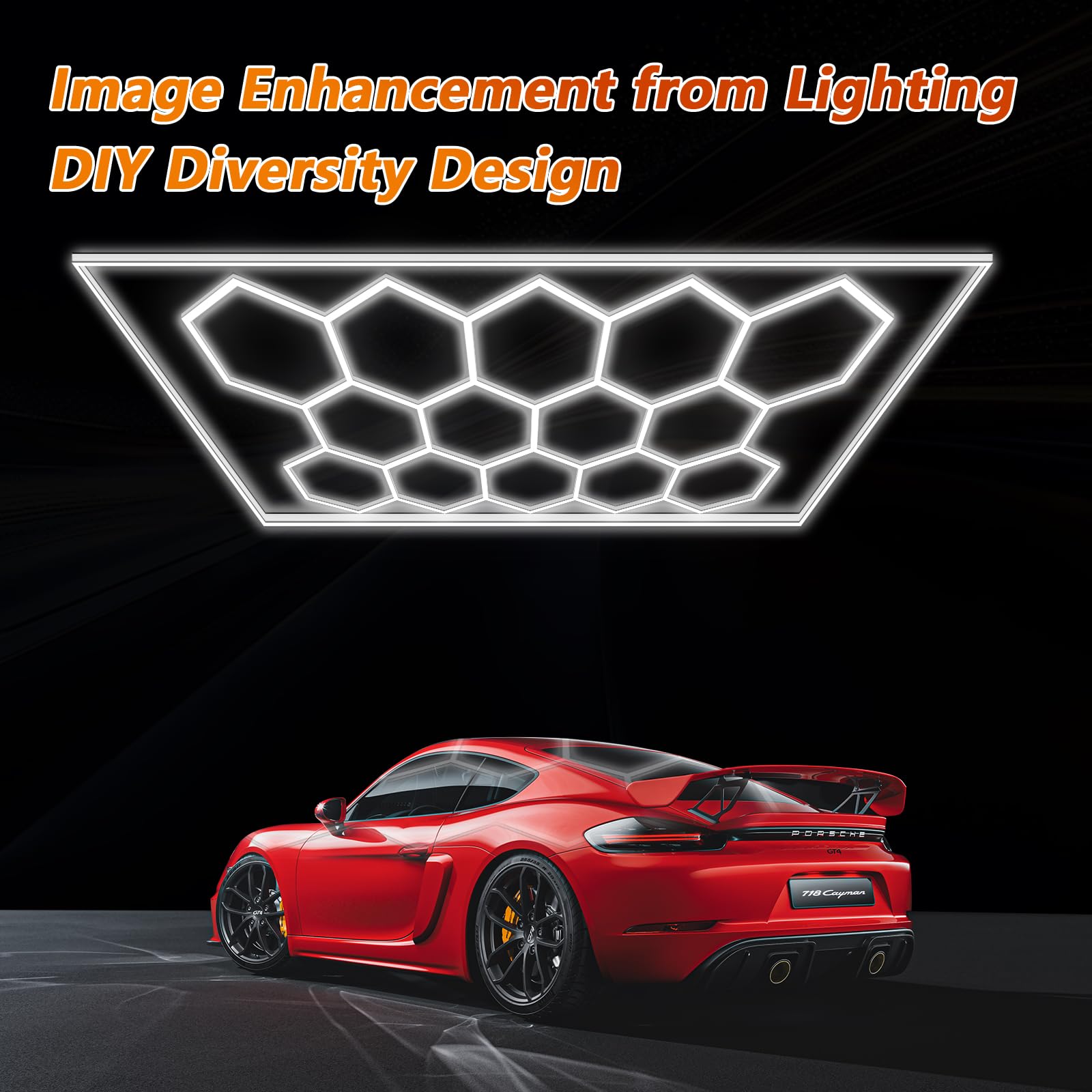 TOGJNDLL ๐ต๐๐ Hexagonal Garage Lights, Thickened Aluminum 14 Hex Grid with Rectangule Frame, High Brightness 672W 86400LM 6700K, for Garages, Shops, Basements, Car Detailing Shops, 3-Yr Warranty