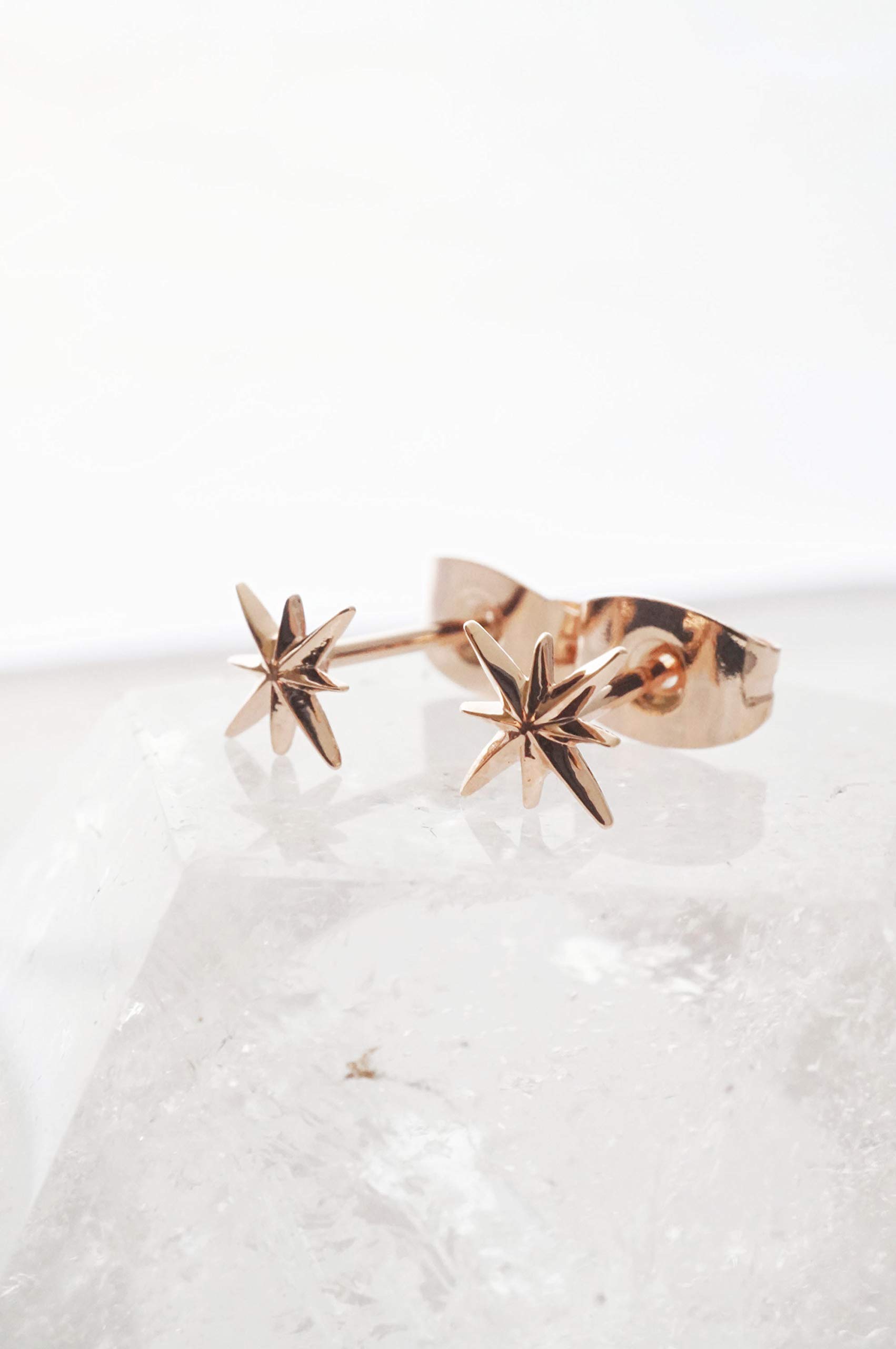 HONEYCAT Celestial Starburst Studs in Gold, Rose Gold, or Silver | Minimalist, Delicate Jewelry (Rose Gold)