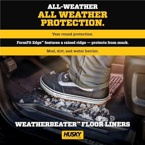 Husky Liners Weatherbeater Floor Mats | Fits 2017 - 2020 Ford Fusion/Lincoln MKZ | Front & 2nd Row, 3-pc Black - 98791