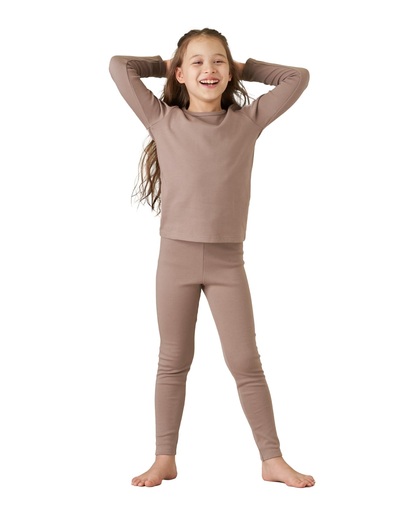 LAPASA Boy Thermal Underwear Set 100% Cotton Soft Long Johns Base Layer Kids Top Long Sleeves & Bottom Winter B10 11-12 Years Heather Gray