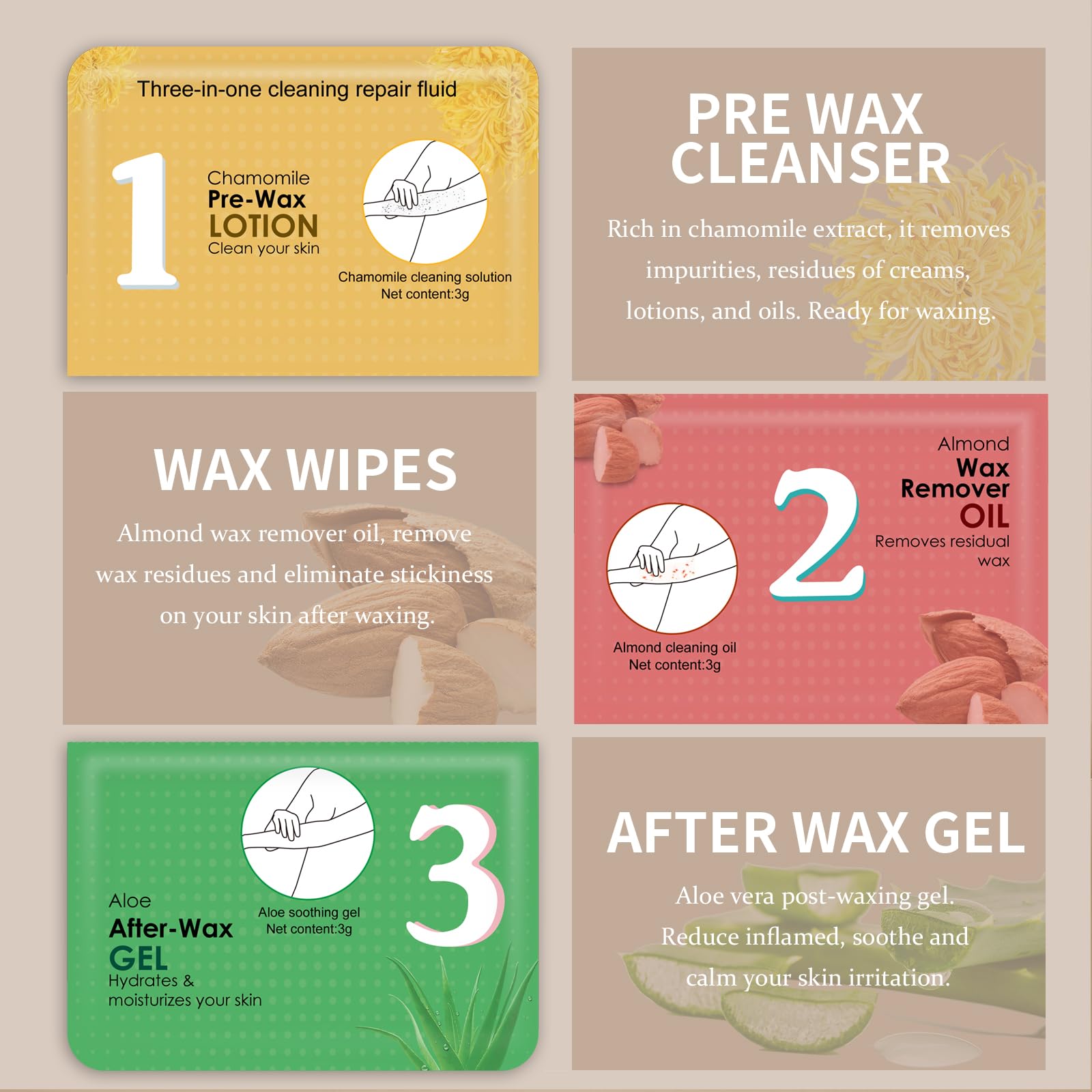 Seopri Waxing Kit for Women, Hair Removal Roll-on Wax with 2 Rose Soft Cartridges, 100 Strips, 10 Wipes