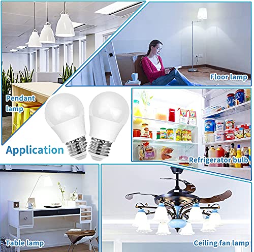 KINDEEP 7W Refrigerator Light Bulb, A15 LED Bulb, 60 Watt Equivalent, Daylight White 5000K, 700LM, Waterproof Appliance Fridge Light Bulb, Ceiling Fan, Non-Dimmable, E26 Medium Base, 2 Pack